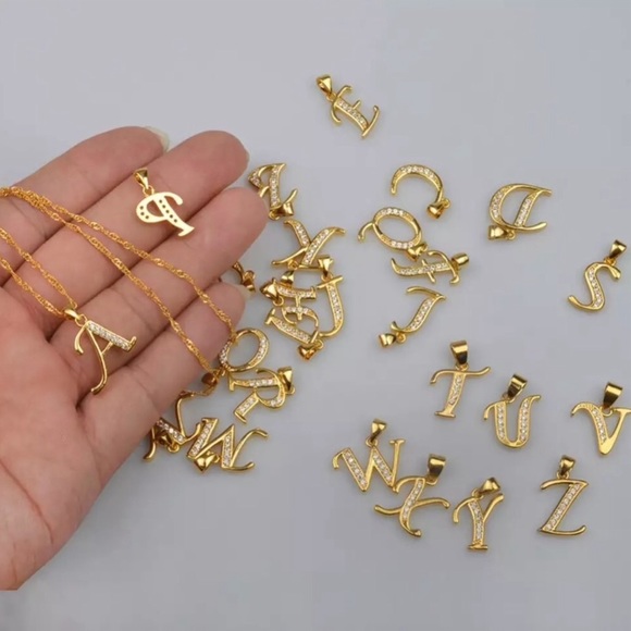 Jewelry | New 18 Gold Plated Letters Necklaces | Poshmark